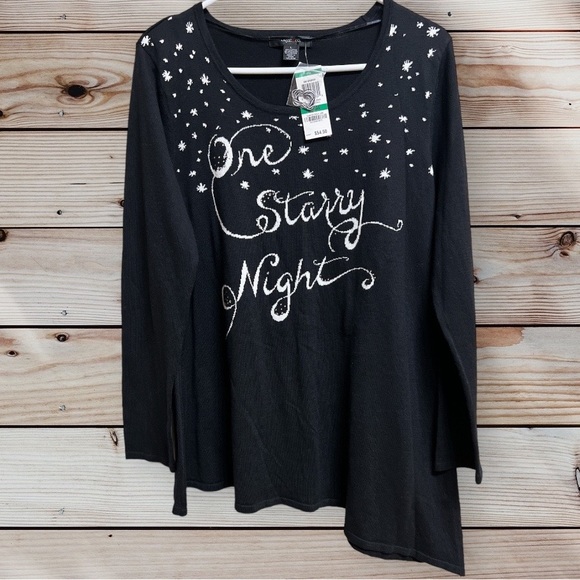 Style & Co. | Sweaters | Style Co Black Tunic Sweater One Starry Night ...